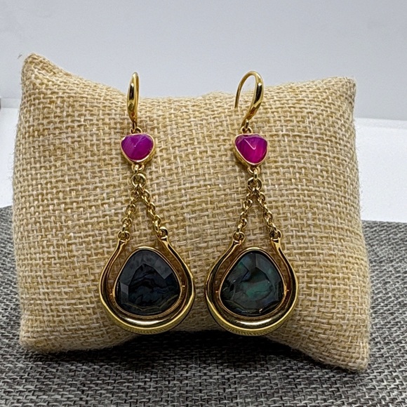 Trina Turk | Jewelry | Trina Turk Pink Bluegreen Teardrop Earrings ...